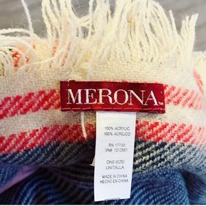 Merona | Accessories | Blanket Scarf Offwhite Bright Red Navy | Poshmark